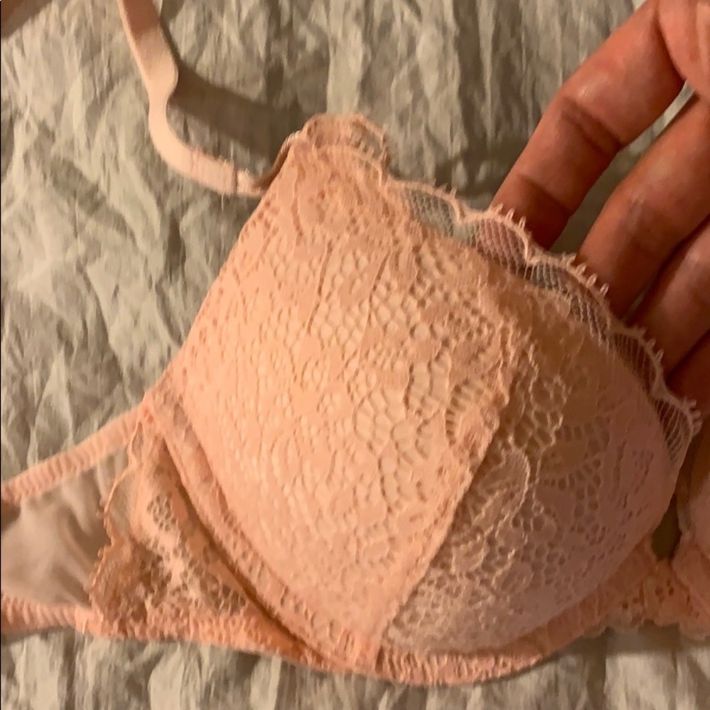 Victoria's Secret Lace Pink Bra & Panties 32a Xs - Gem